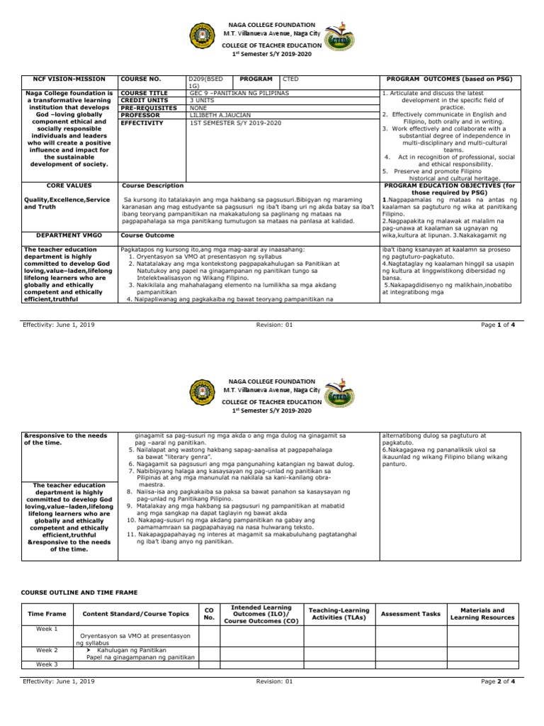 Obe Syllabus - Iso Final | PDF