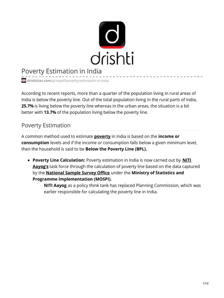 Poverty Estimation in India | PDF | Poverty Threshold | Basic Needs
