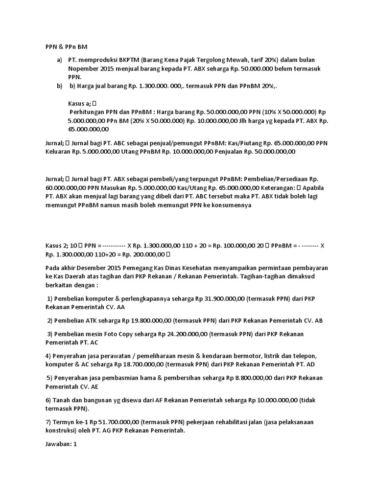 Contoh Kasus PPN&PPNBM | PDF