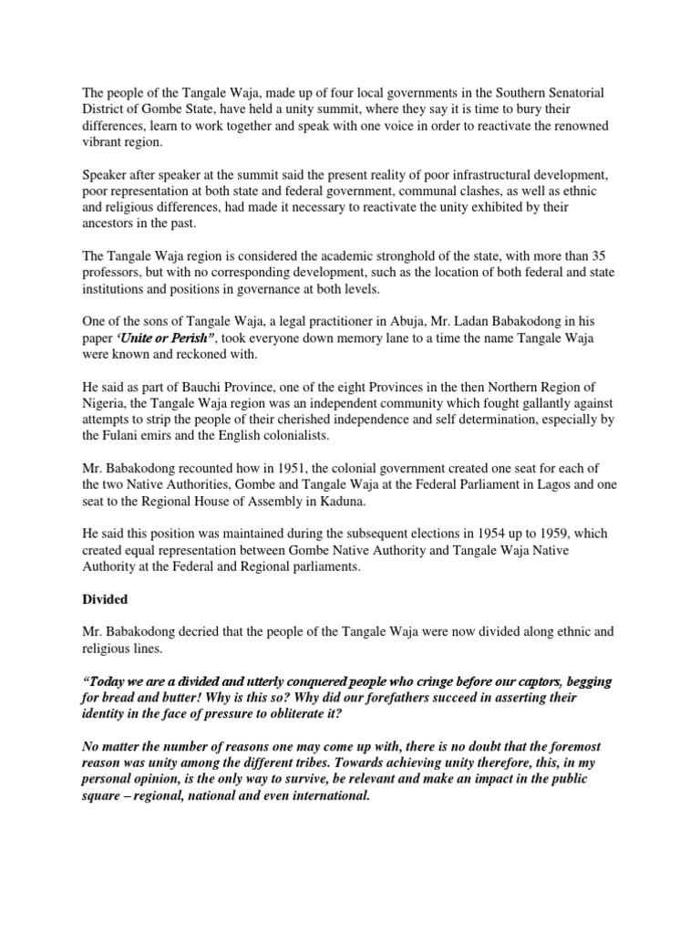 The People of The Tangale Waja | PDF