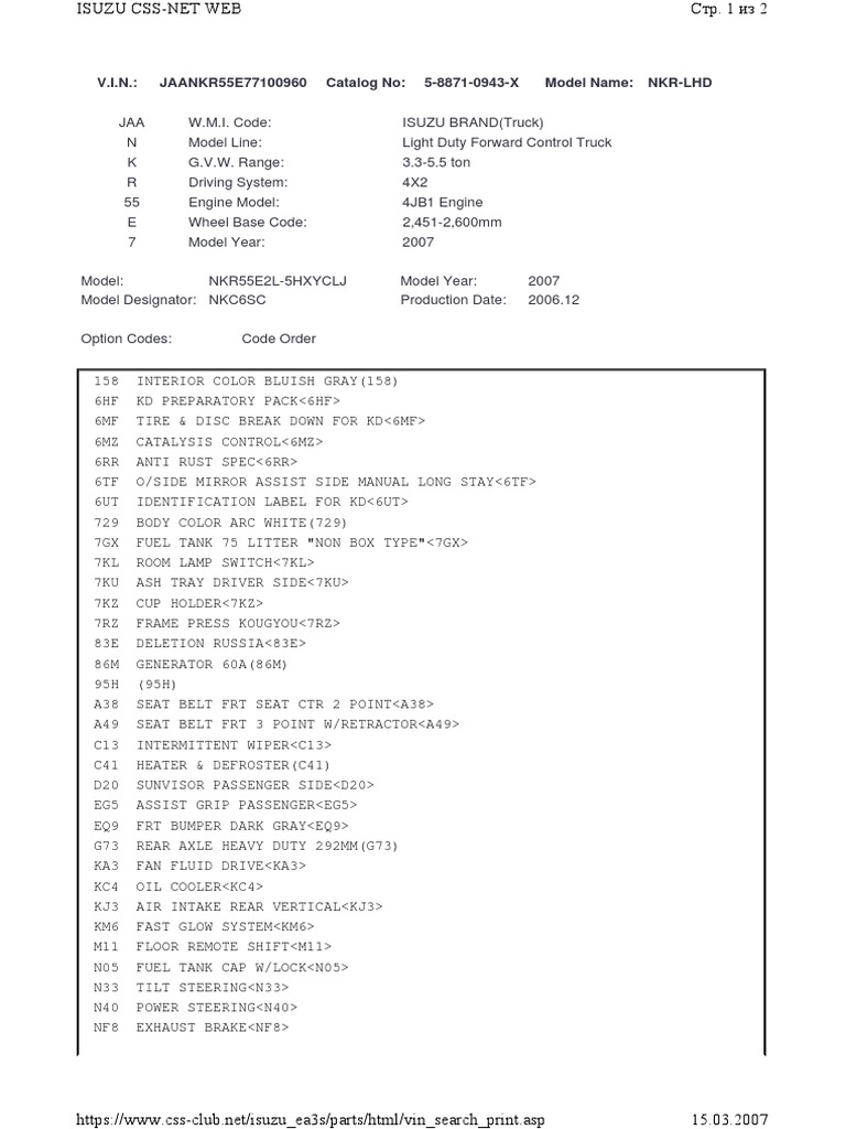 Isuzu - NKR 55 Spec | PDF | Truck | Tire
