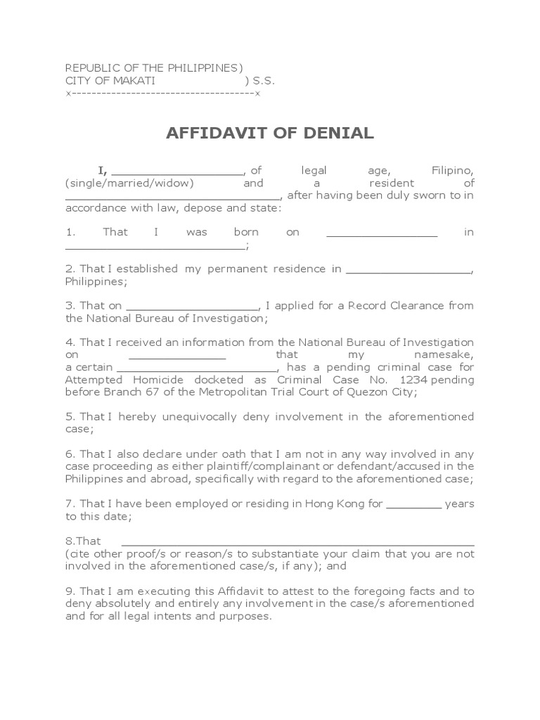 Sample Affidavit | PDF | Affidavit | Government Information