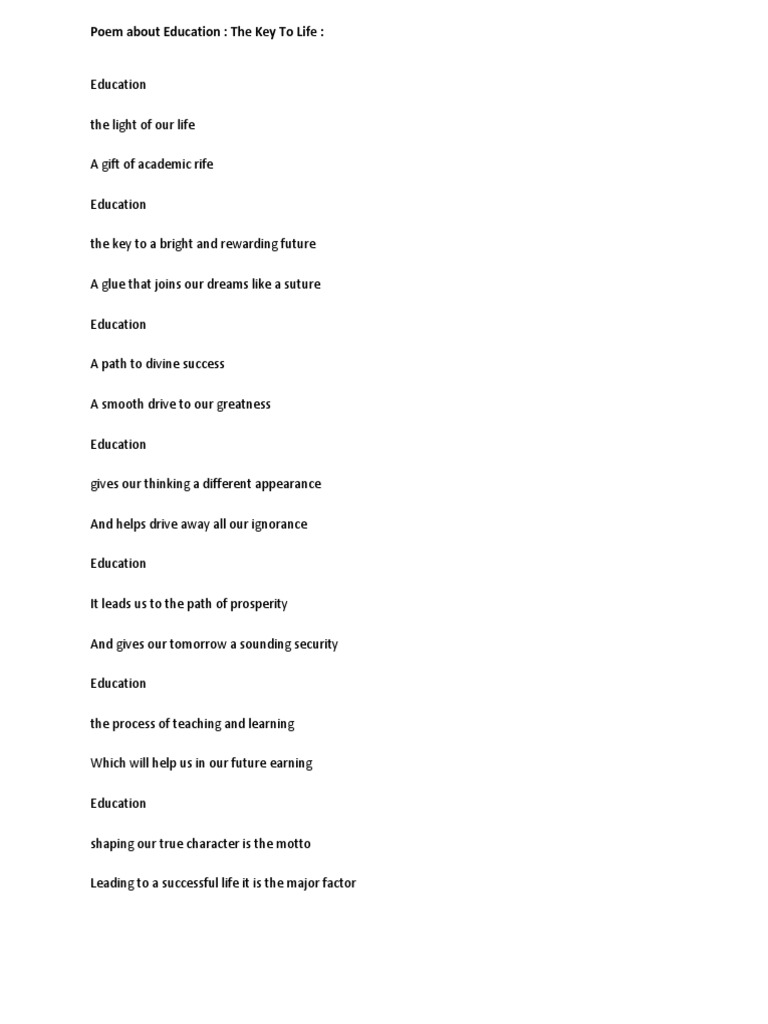 Poem About Education | PDF
