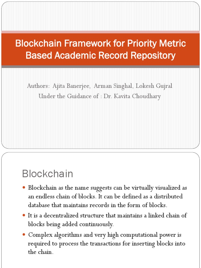 Blockchain Framework For Priority Metric Based Academic Record | PDF ...