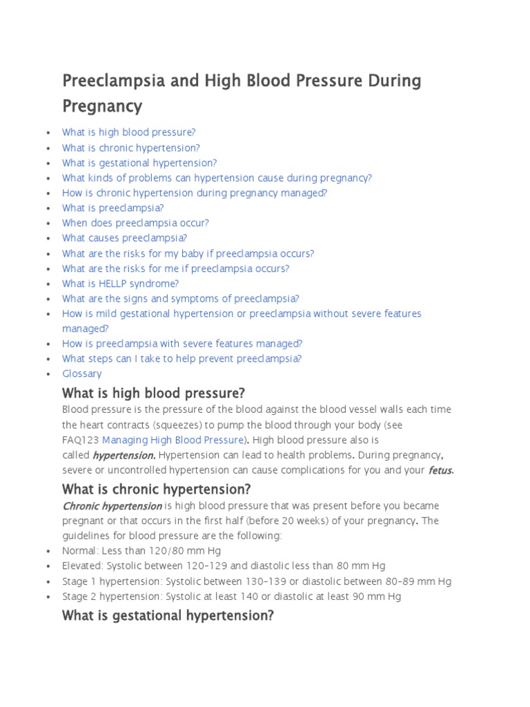 Preeclampsia and High Blood Pressure During Pregnancy-ACOG | PDF ...