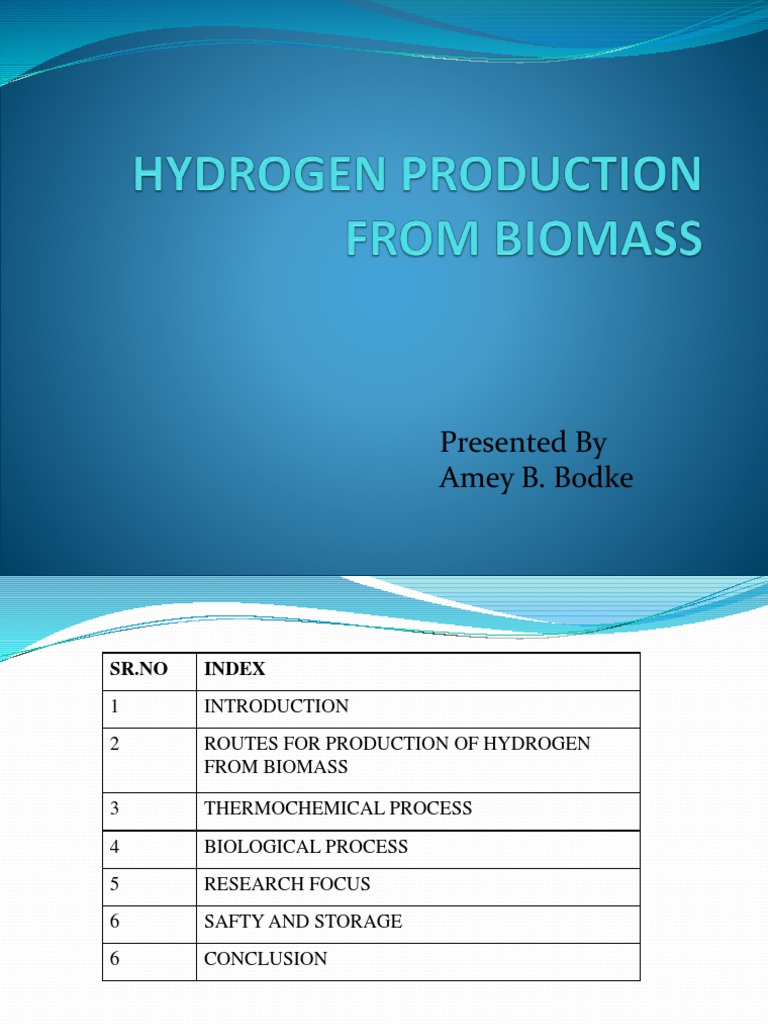 Hydrogen Production From Biomass | PDF | Gasification | Hydrogen