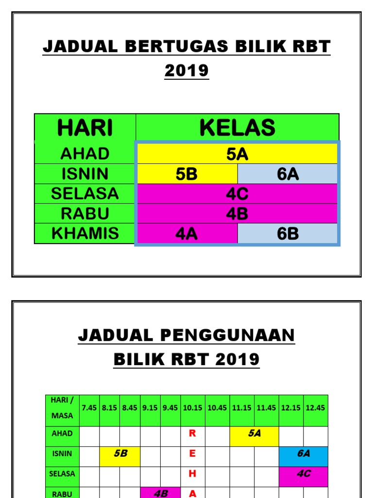 Jadual Mengemas Bilik RBT | PDF