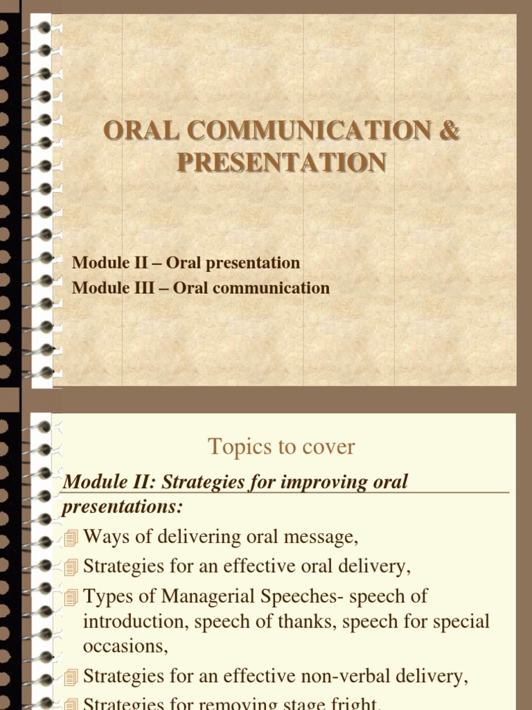 Module II & III Oral Presentation | PDF | Speech | Nonverbal Communication