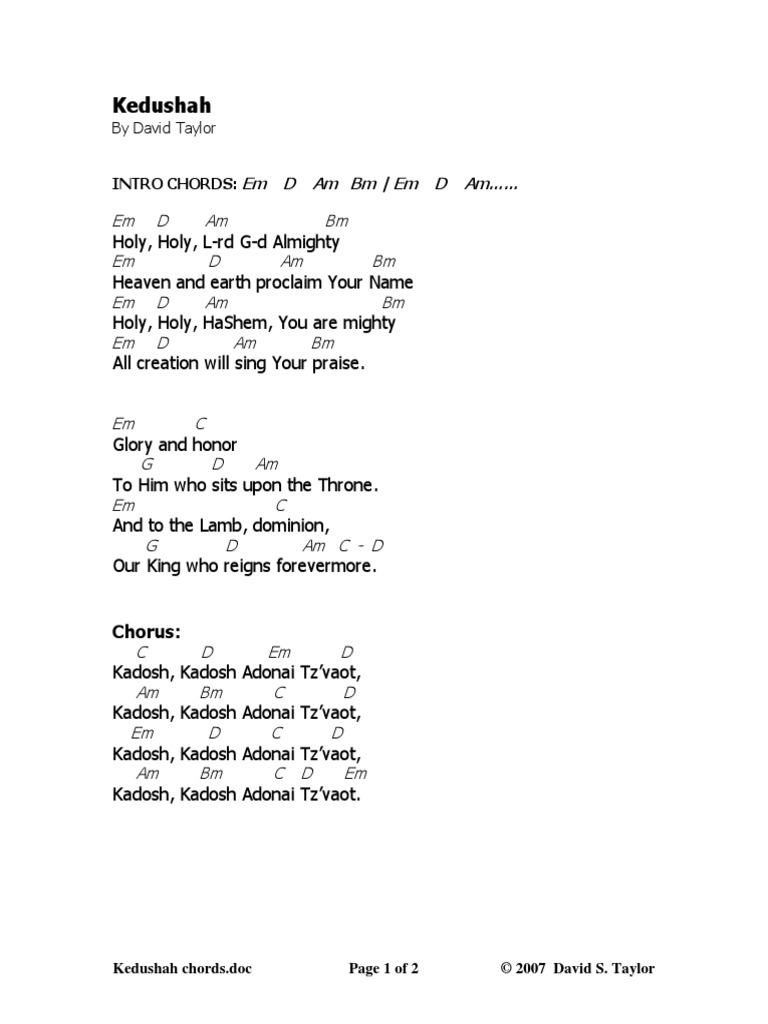 Kedushah Chords PDF | PDF