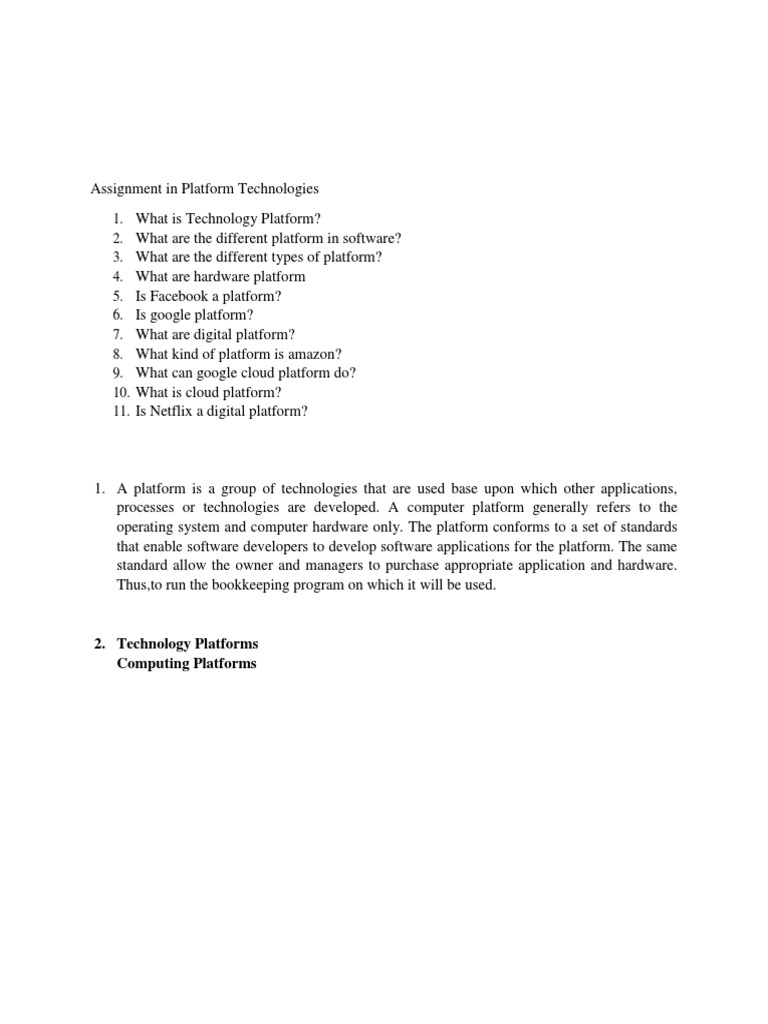 Assignment in Platform Technologies | PDF