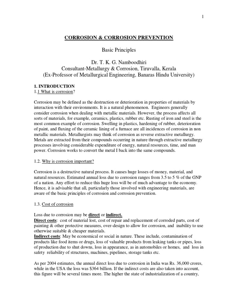CORROSION and CORROSION PREVENTION PDF | PDF | Electrochemistry | Corrosion