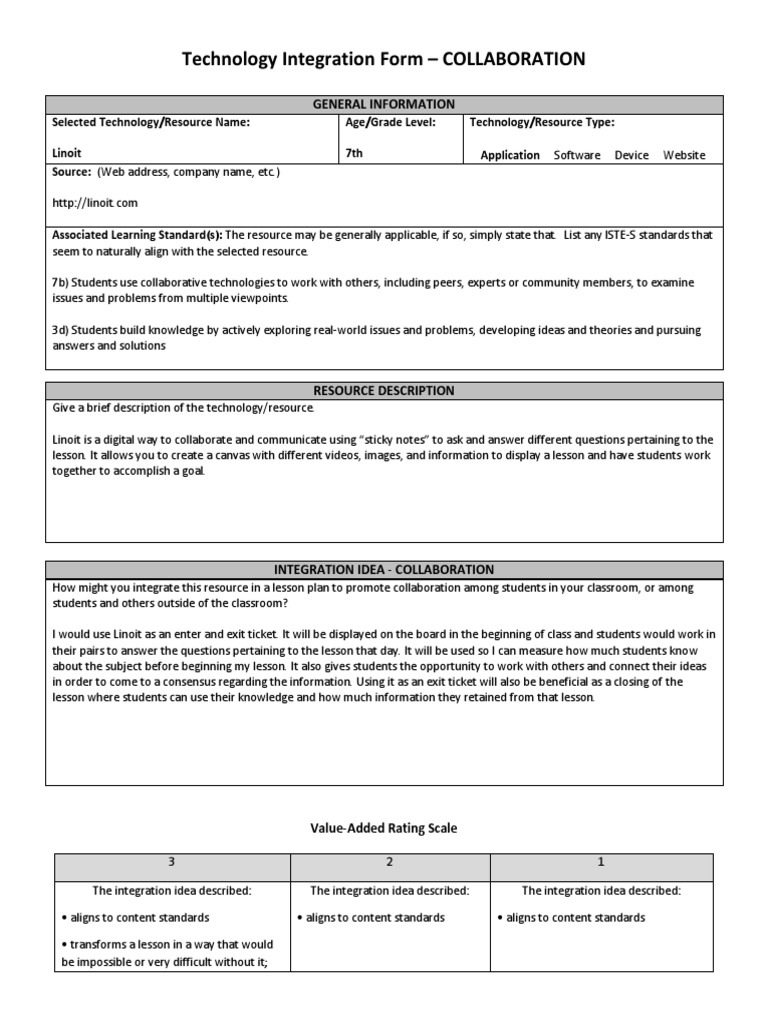 Technology Integration Template-Collaboration | PDF | Applied ...