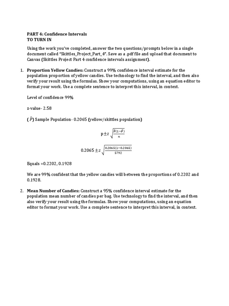 Skittles Project Part | PDF