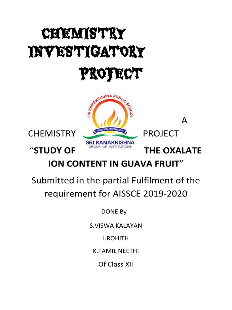 Chemistry Investigatory Project: The Oxalate Ion Content in Guava Fruit ...