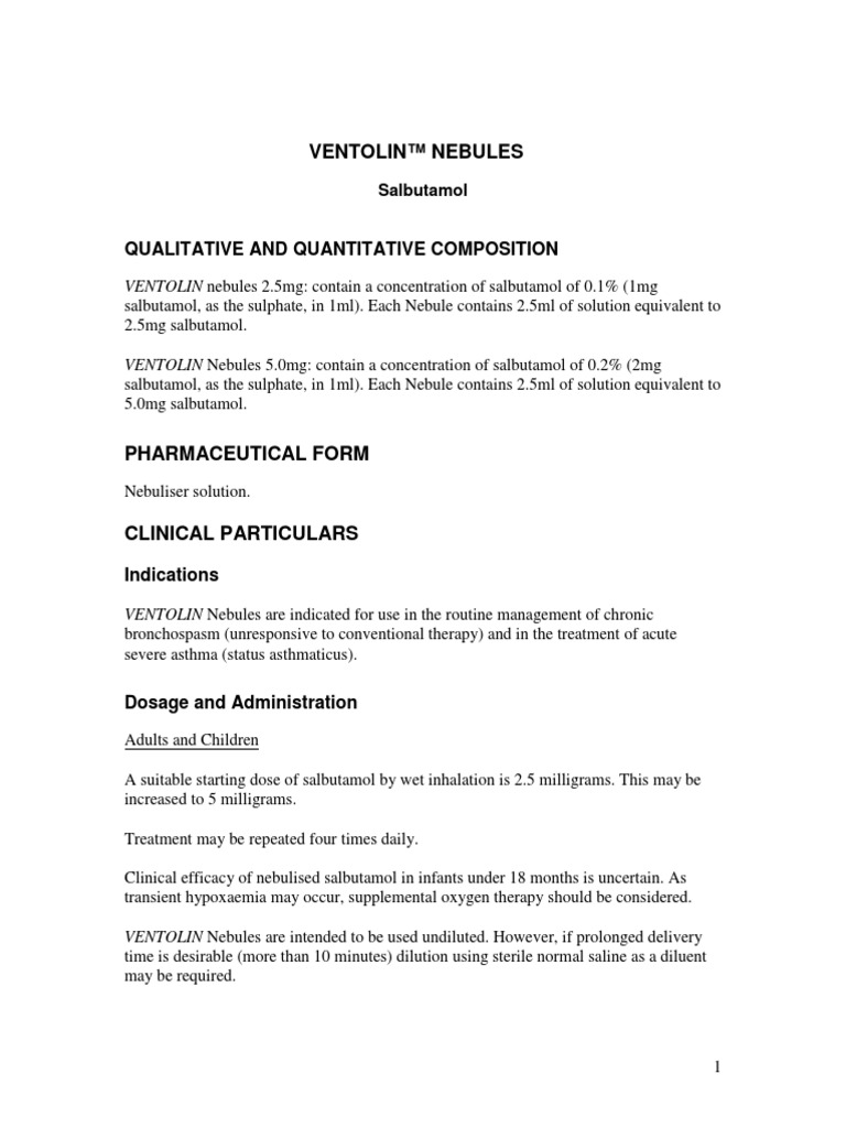 Ventolin™ Nebules: Qualitative and Quantitative Composition | PDF ...