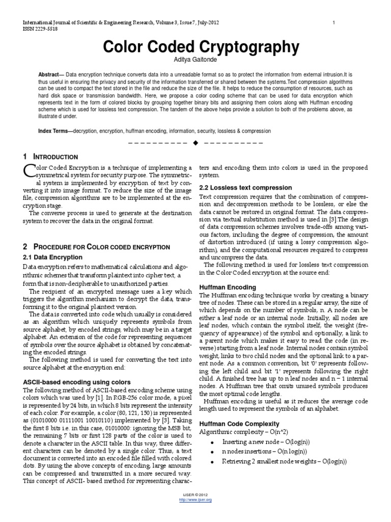 Colour Coded Cryptography | PDF | Data Compression | Encryption Colour Coded Cryptography | PDF | Data Compression | Encryption