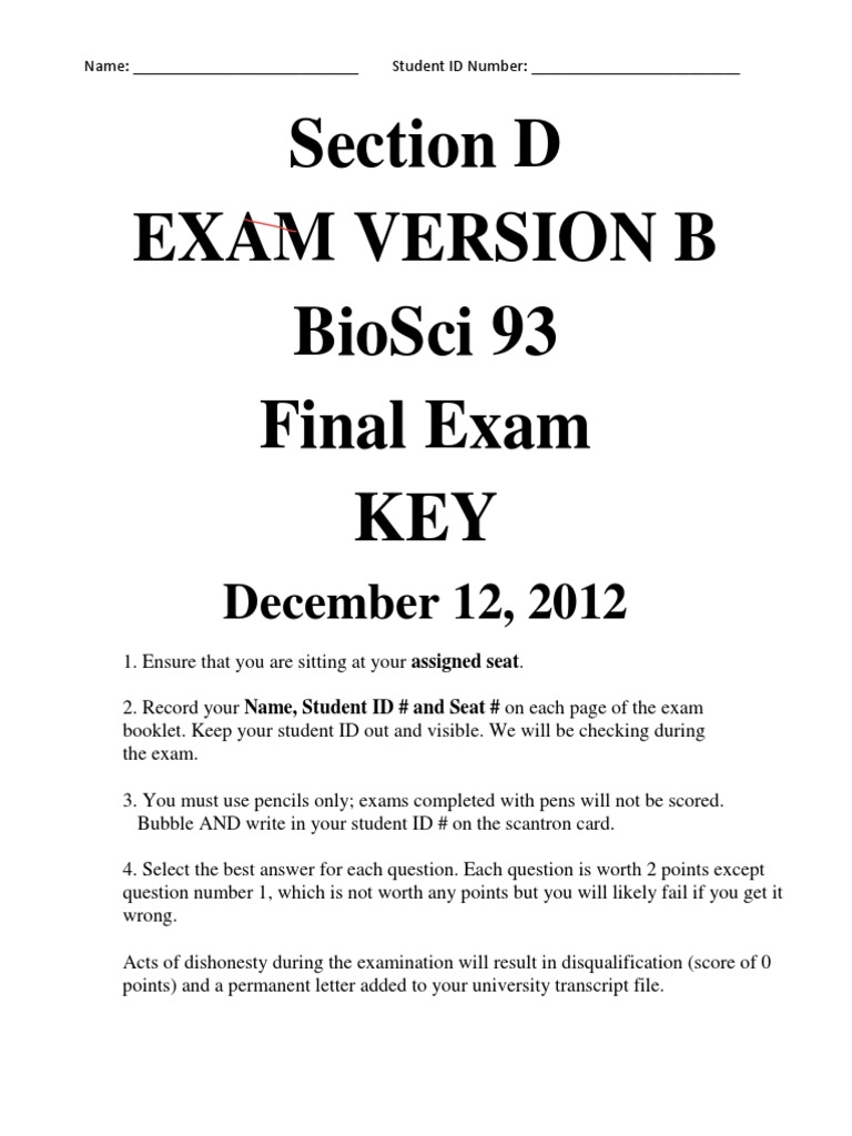 BioSci 93 Final Exam Instructions | PDF | Translation (Biology) | Gene