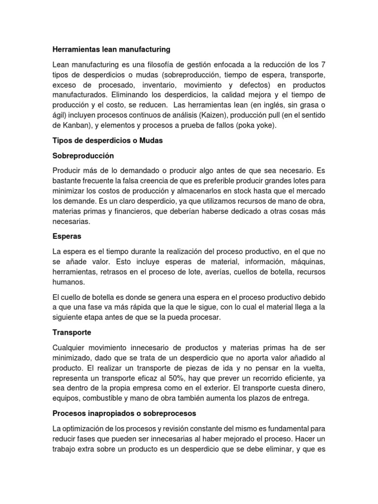 Lean Manufacturing | PDF | Lean Manufacturing | Calidad (comercial)