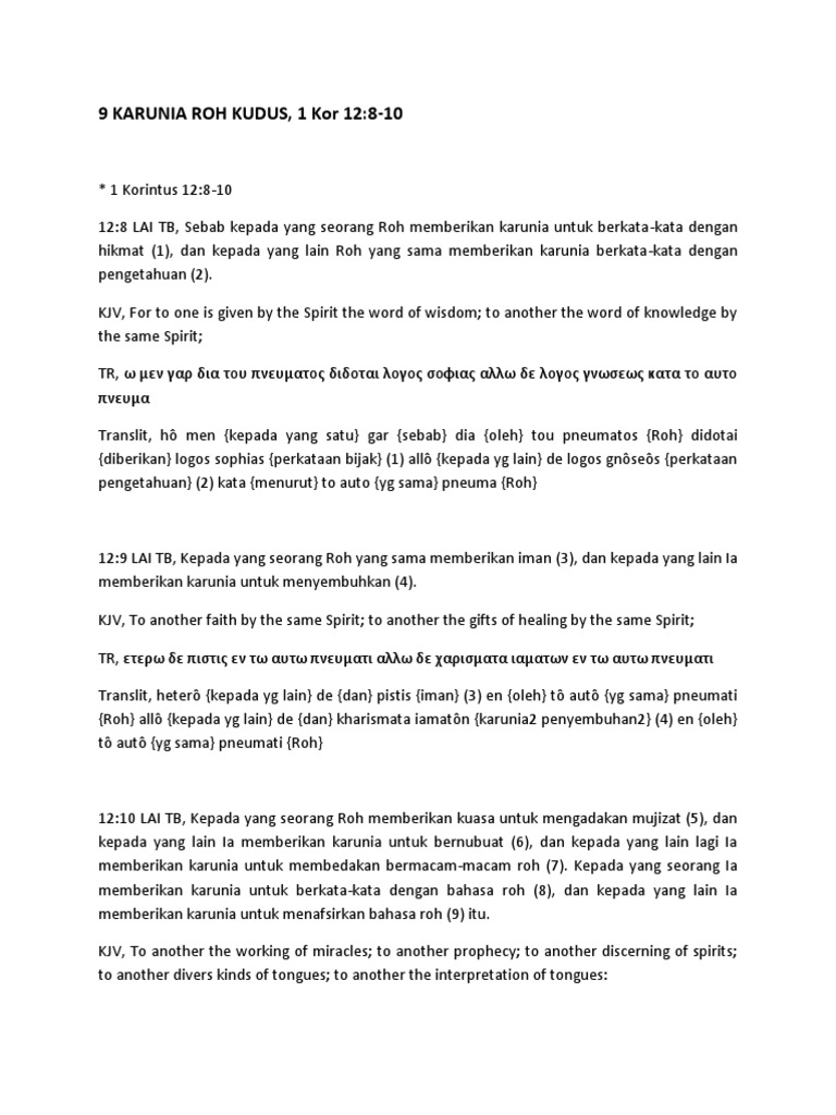 9 Karunia Dan Buah ROH KUDUS | PDF