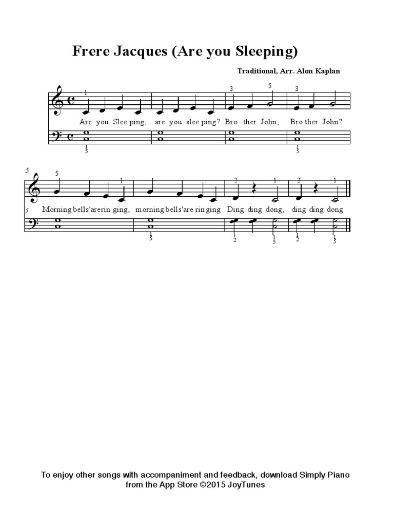 Frere Jacques (Are You Sleeping) : ? C WW WW WW WW | PDF
