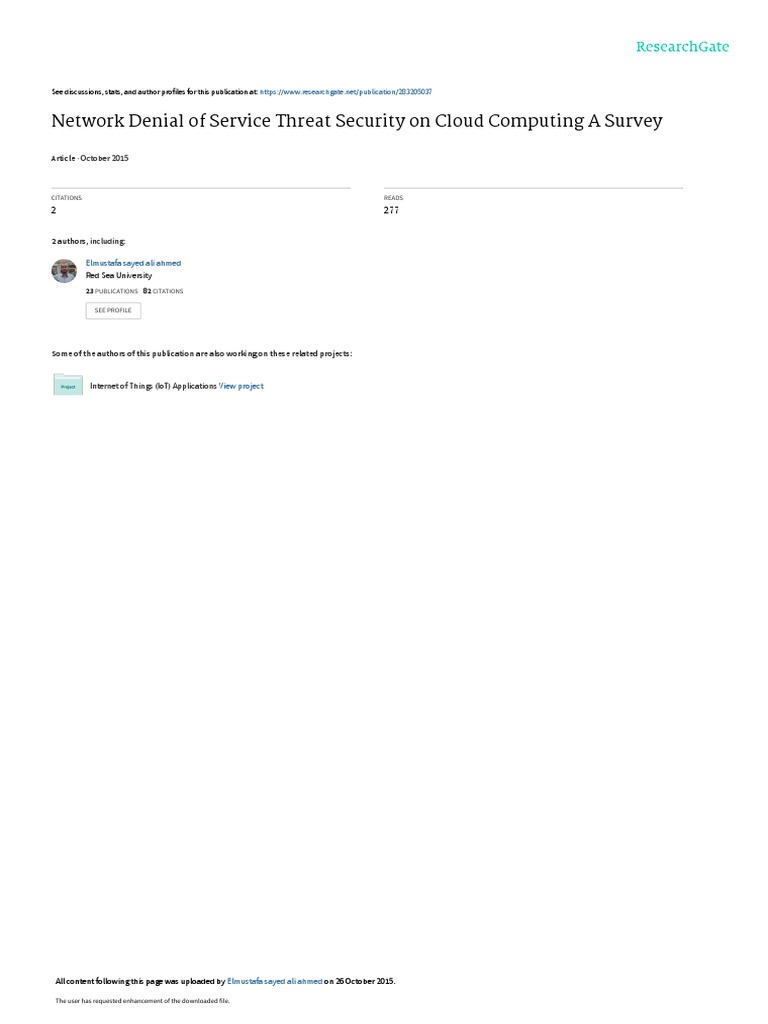 Network Denial of Service Threat Security On Cloud Computing A Survey ...