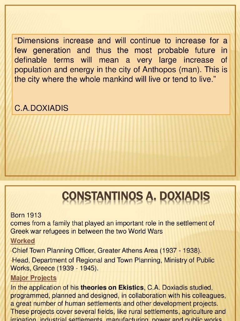 Doxiadis Ekistics The Science of Human Settlement | PDF