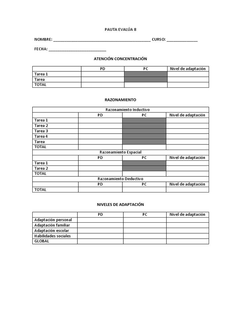 EVALÚA 8 Protocolo | PDF