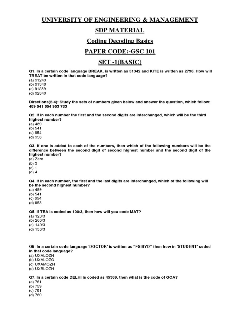 Coding Decoding Basic | PDF | Conservation And Restoration Materials ...