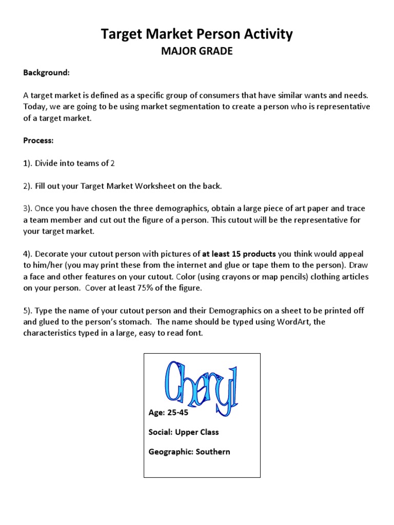 Target Market Person Activity | PDF | Market Segmentation | Adhesive