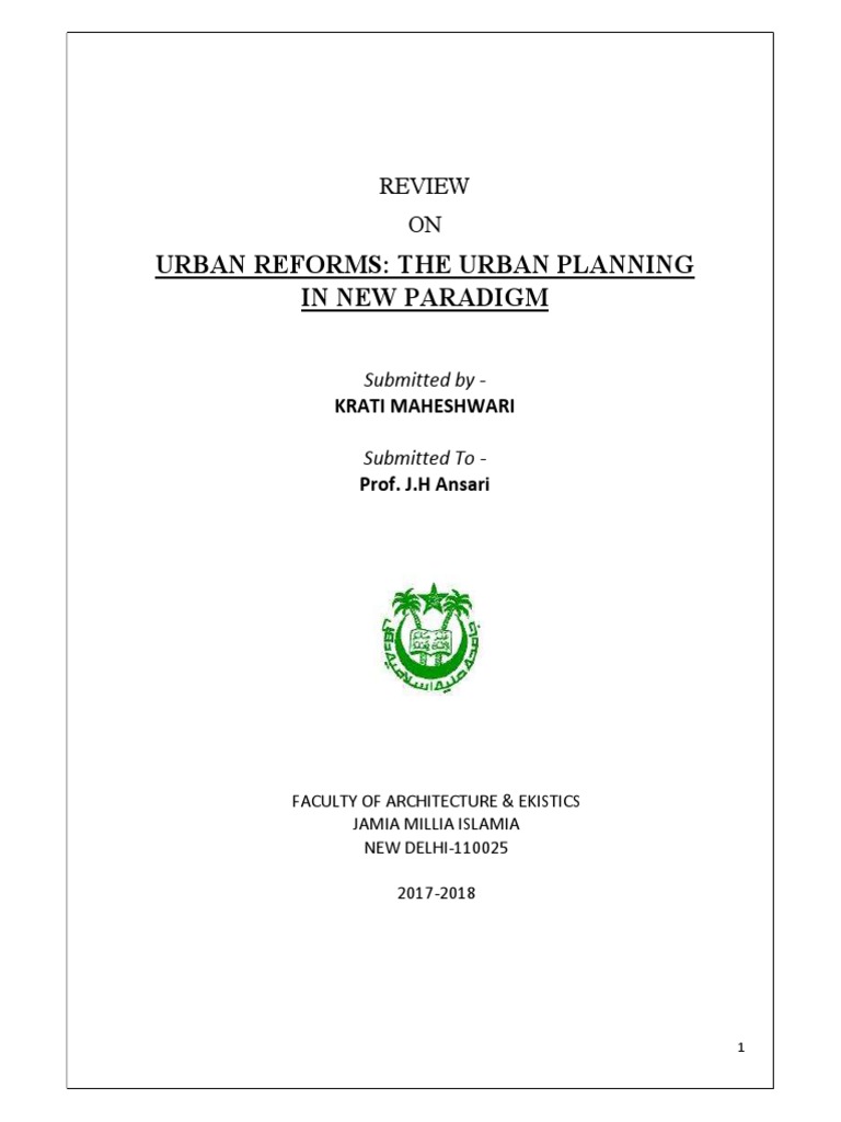 Urban Reforms: The Urban Planning in New Paradigm: Review ON | PDF ...