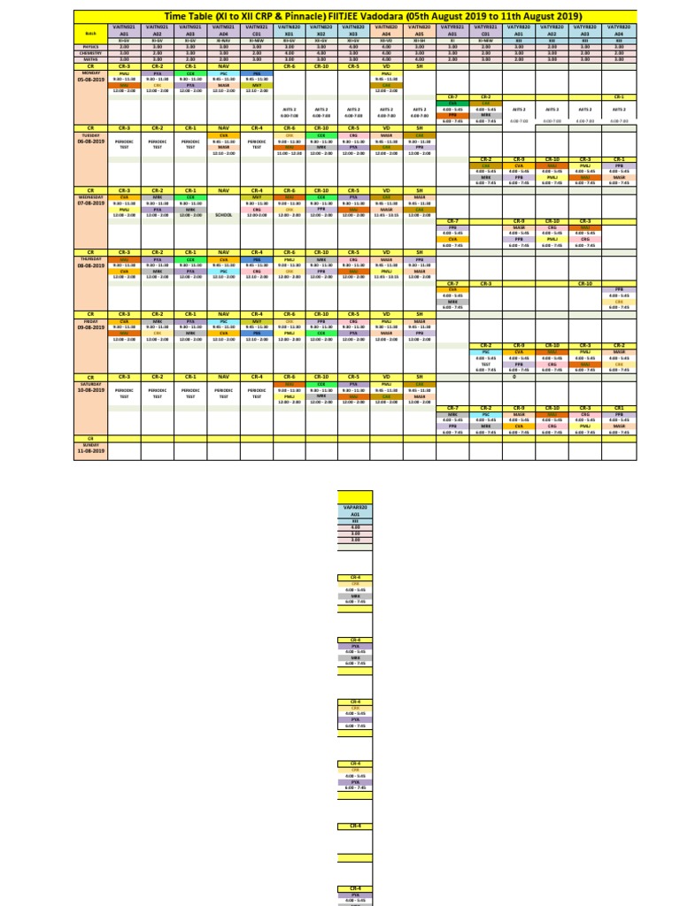 Iit Segment Time Table 5.08-11.08 | PDF