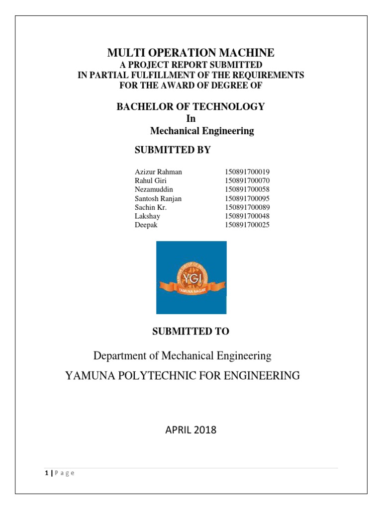 Multi-Purpose Mechanical Machine Report | PDF | Drill | Drilling