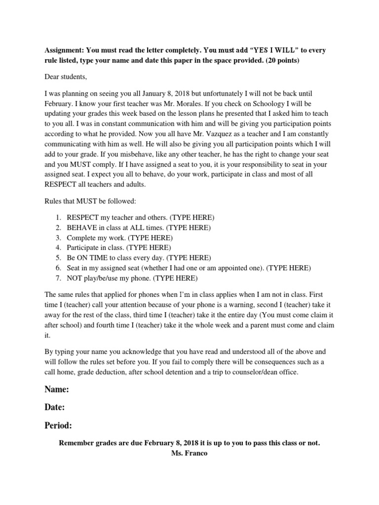 Letter To Students | PDF