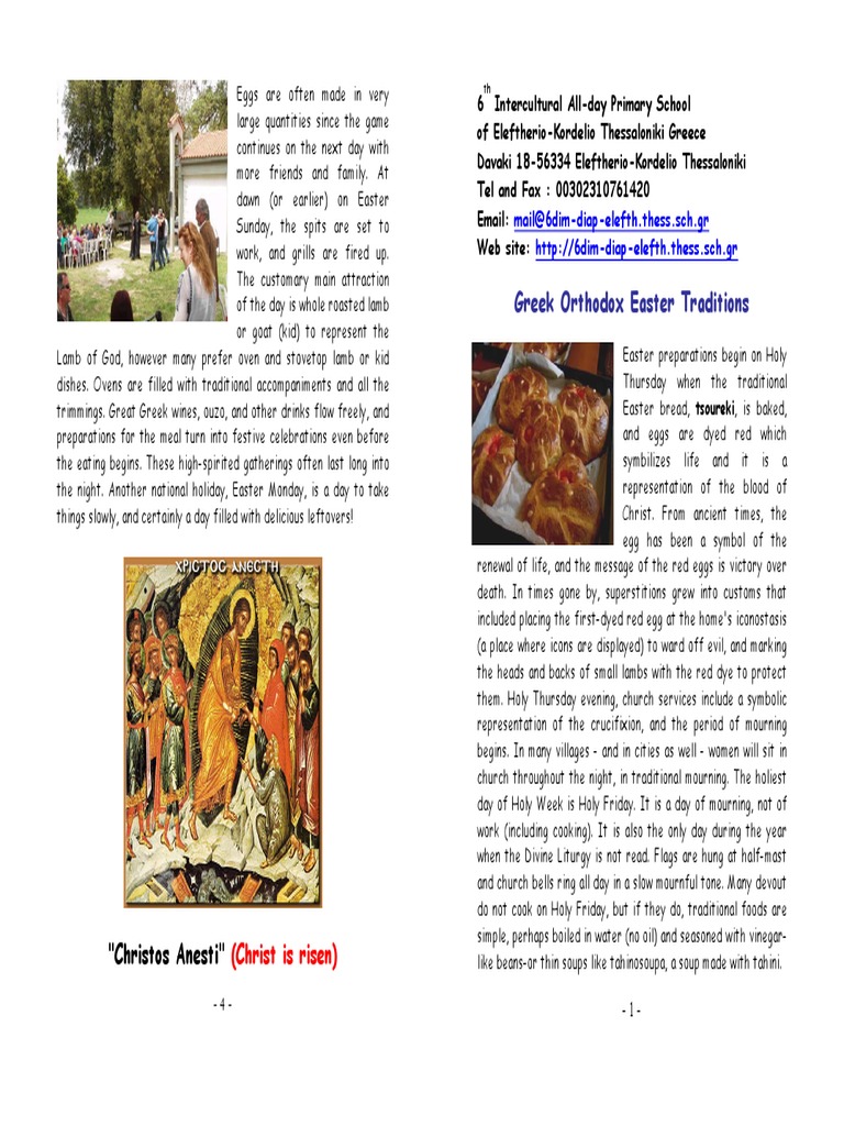 Greek Orthodox Easter Traditions: "Christos Anesti" | PDF | Christian ...