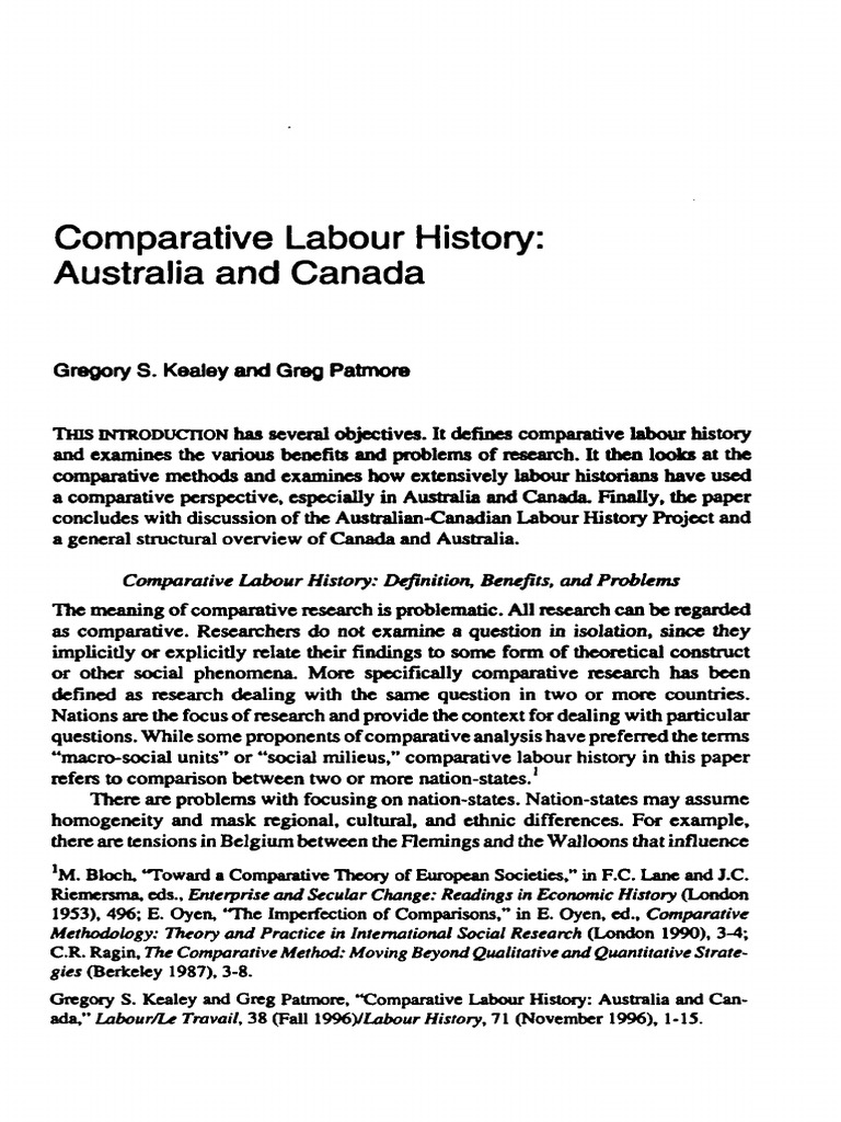 Comparative Labour History: Australia and Canada: Gregory S. Kealey and ...