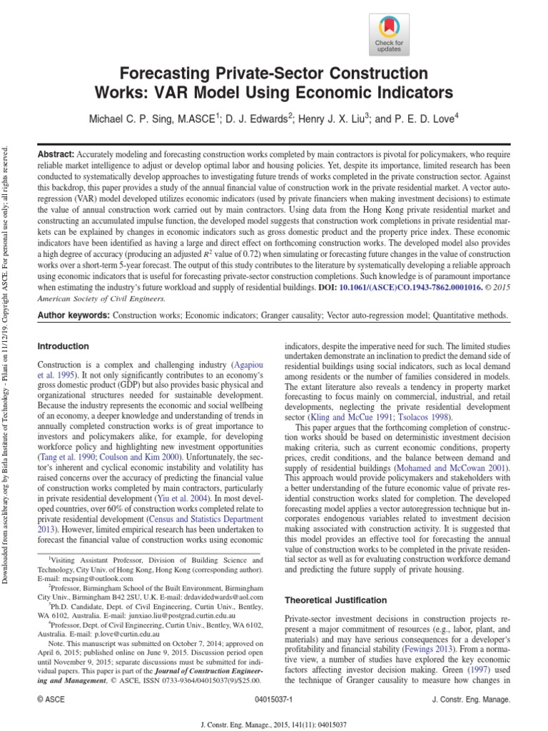 VAR Model With Econometric Indicators | PDF | Vector Autoregression | Forecasting