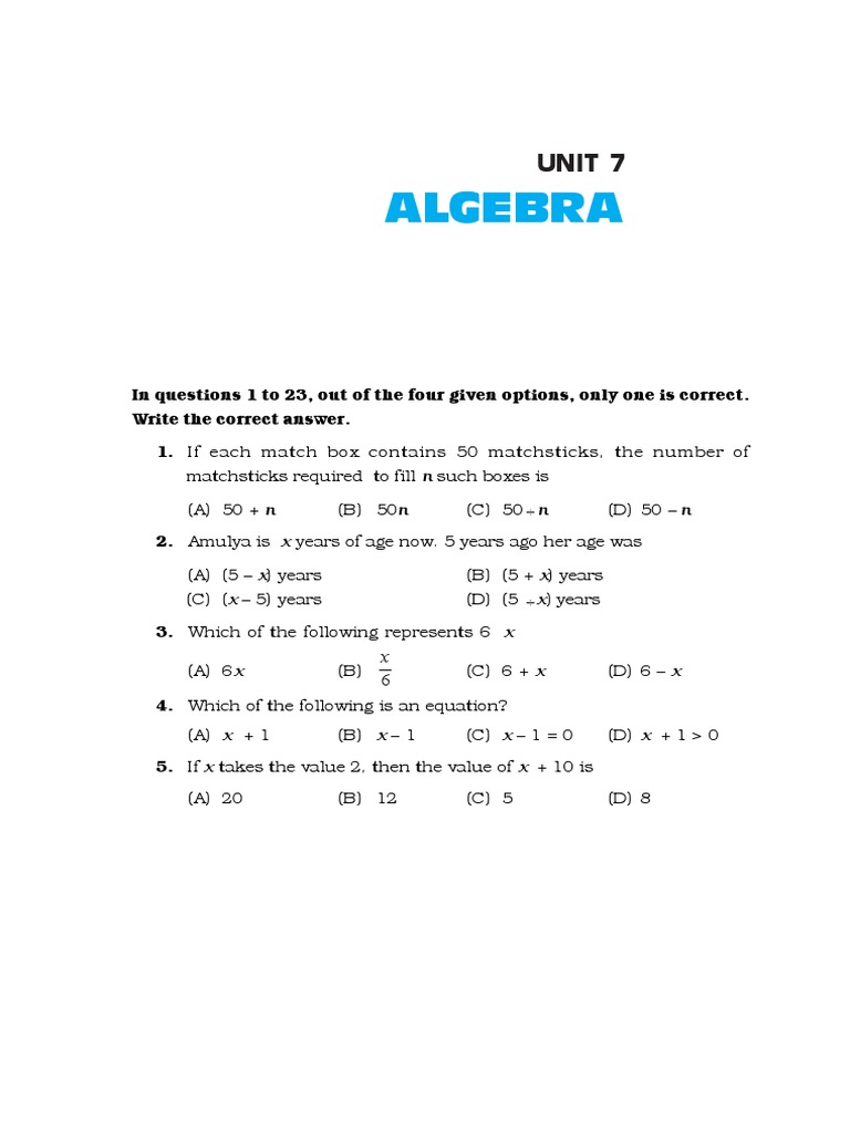 Algebra: Unit 7 | PDF | Equations | Fraction (Mathematics)