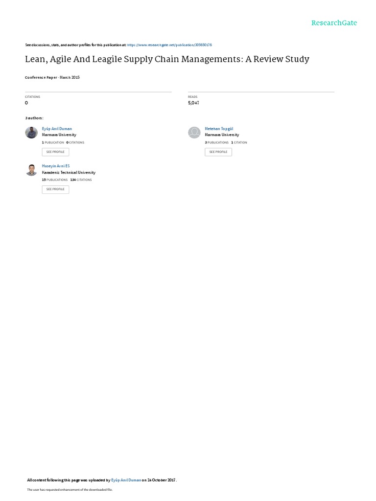 Lean Agileand Leagile Supply Chain Managements AReview Study | PDF | Supply Chain | Lean ...