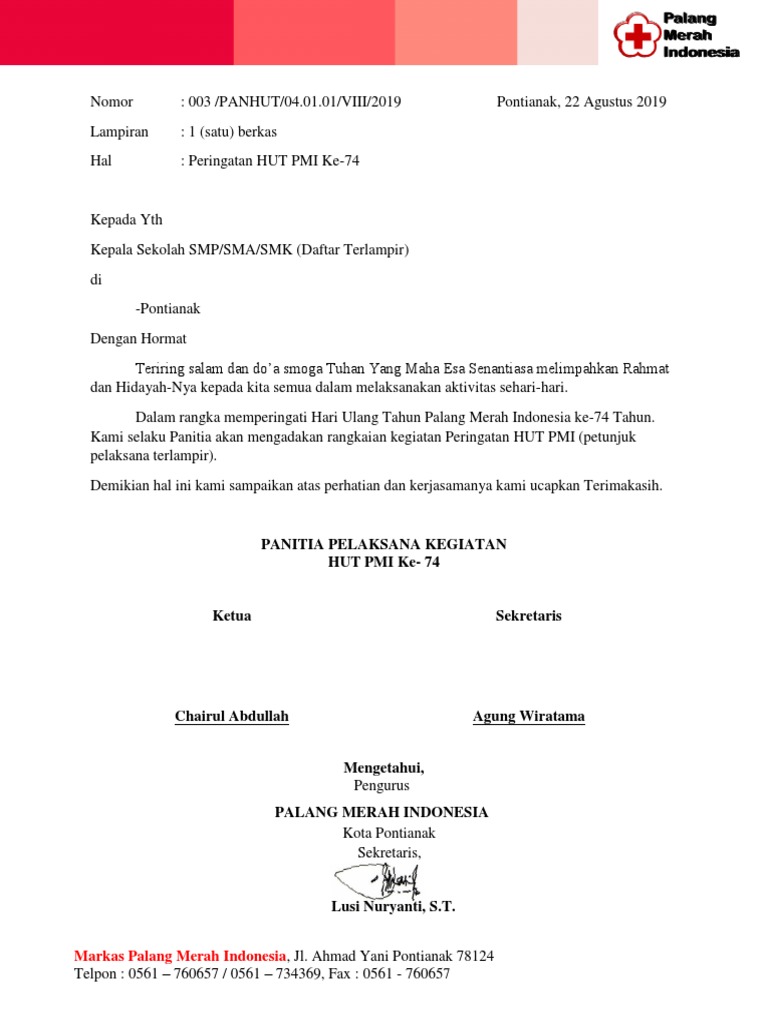 Contoh Surat HUT PMI | PDF