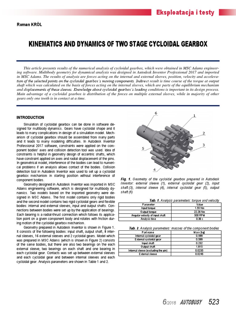 Cycloidal Gearbox | PDF | Torque | Force