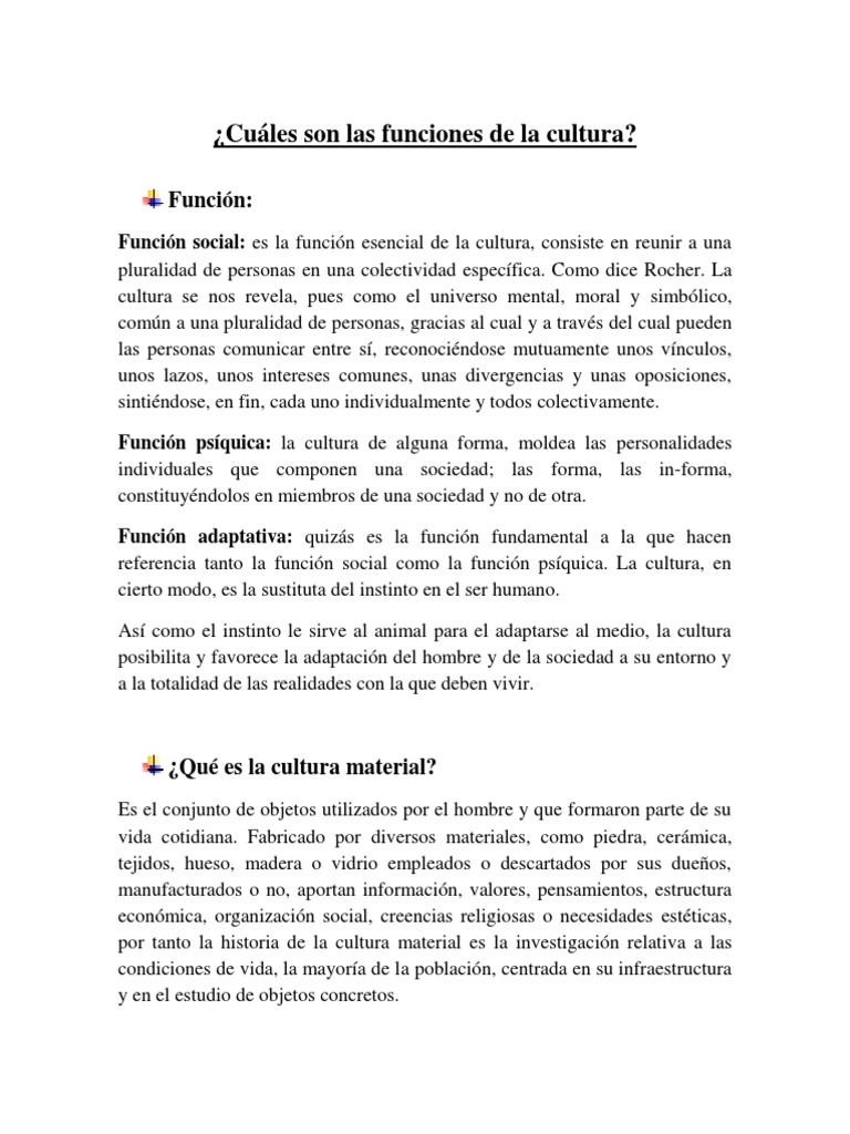 Cuales Son Las Funciones de La Cultura | PDF | Sociedad | Realidad