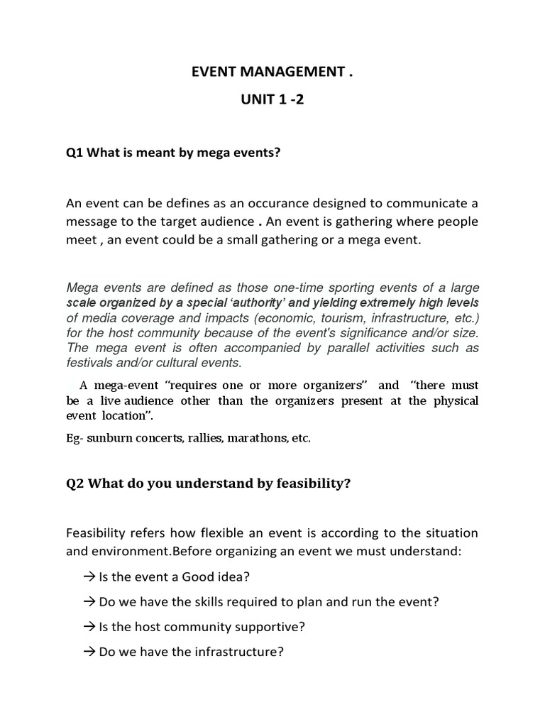 Event Management Notes. | PDF | Leadership | Planning