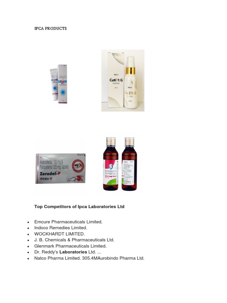 Ipca Products: Top Competitors of Ipca Laboratories LTD | PDF