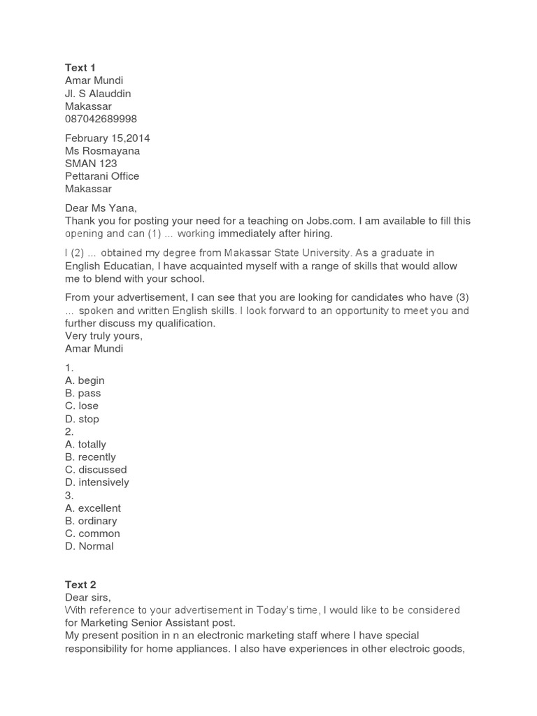 Excercise Application Latter | PDF | Programmer | Academic Degree