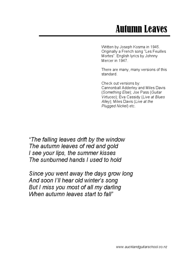 Autumn Leaves Lyrics | PDF