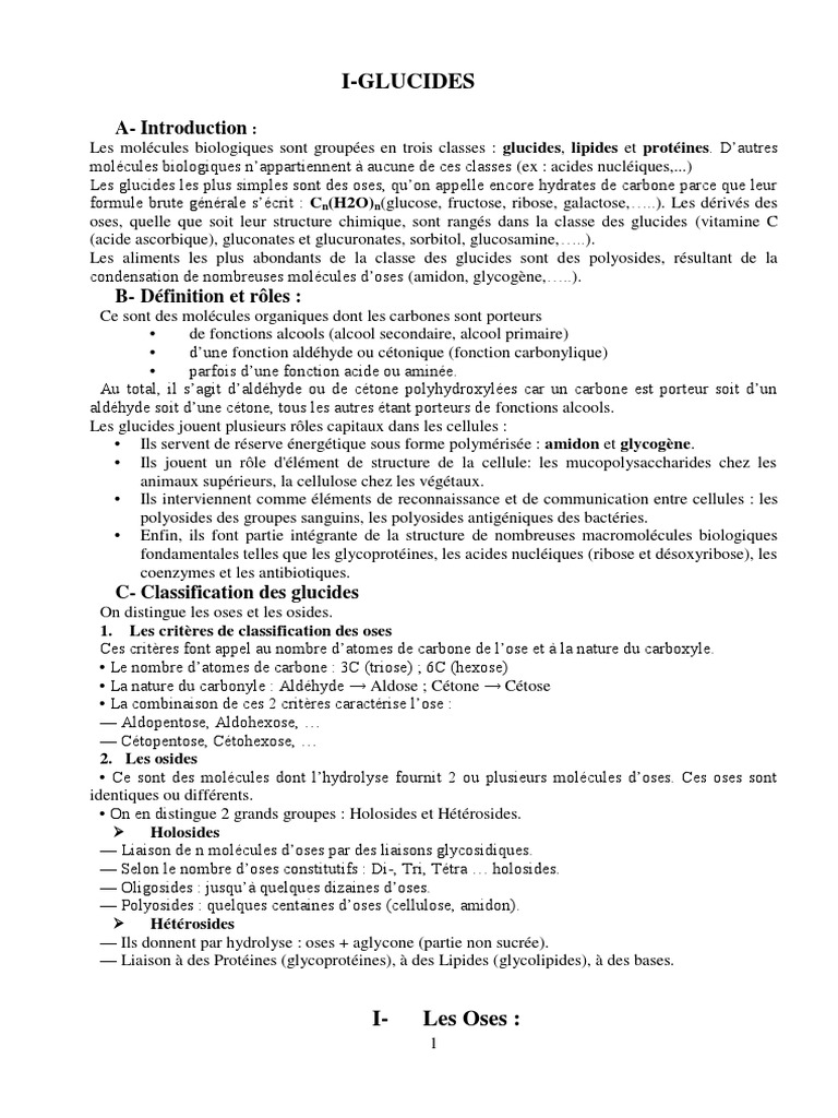 Glucides : Structure, Rôles et Classification | PDF | Chiralité (chimie ...
