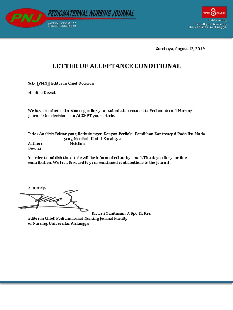 Letter of Acceptance Conditional | PDF