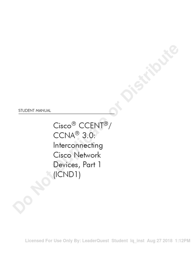 Icnd1 Ebook | PDF | Network Topology | Computer Network