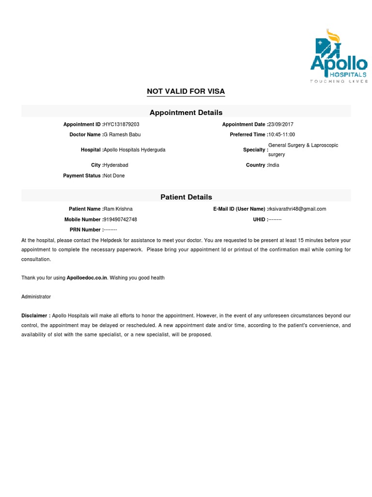 Apollo AppointmentSummary | PDF