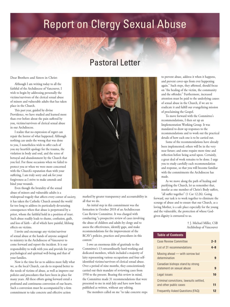 Report On Clergy Sexual Abuse in Vancouver | PDF | Catholic Church ...